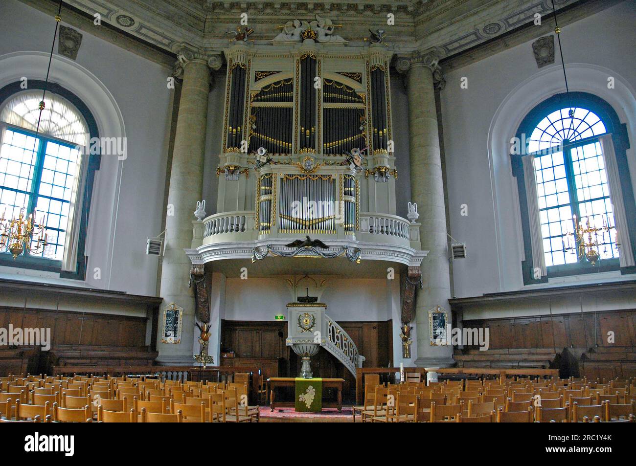 Church organ, interior of Oostkerk, Middelburg, Walcheren Peninsula ...
