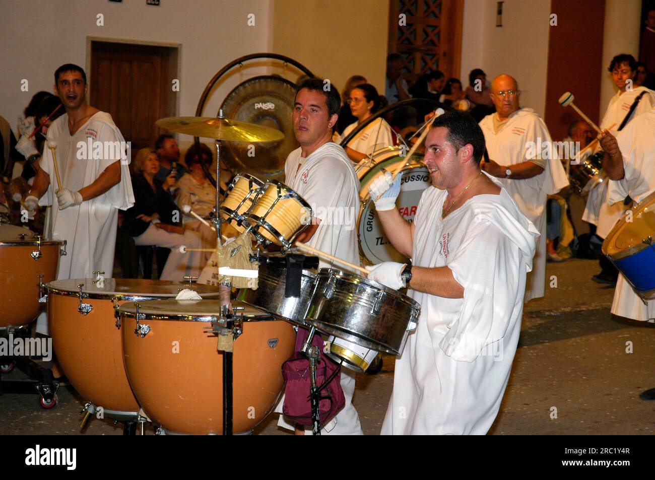 Drummers in traditional traditional costume, Moors and Christians ...