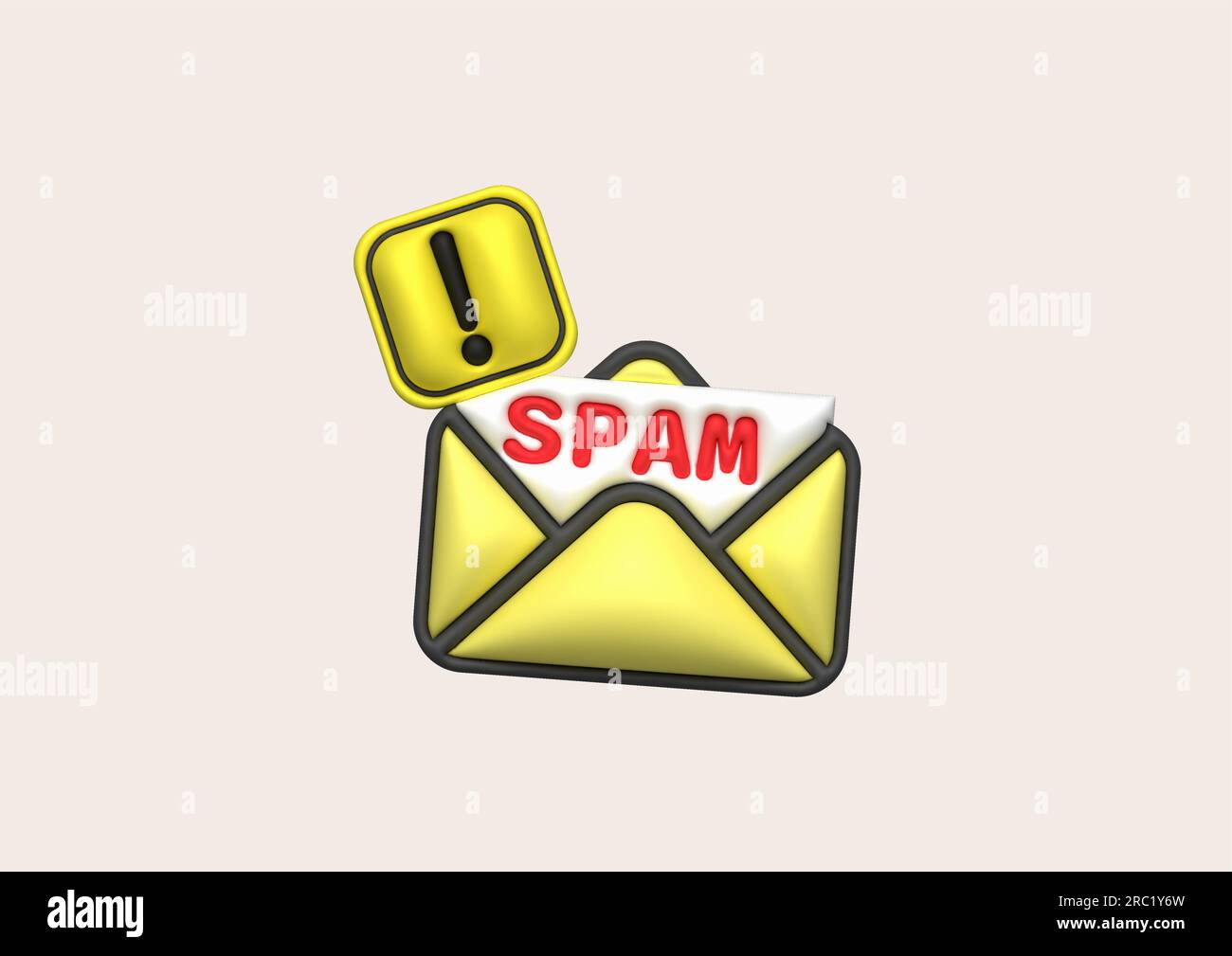 3D illustration. Mail, notification email and virus. Spam email pop-up ...