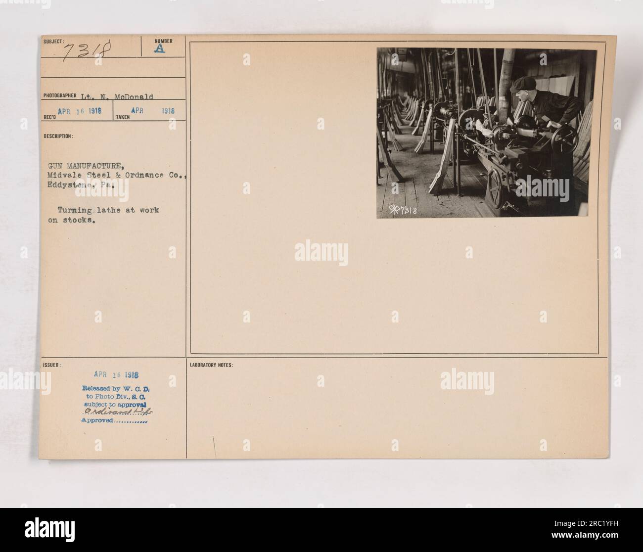 "Turning lathe at work on stocks at Midvale Steel & Ordnance Co ...