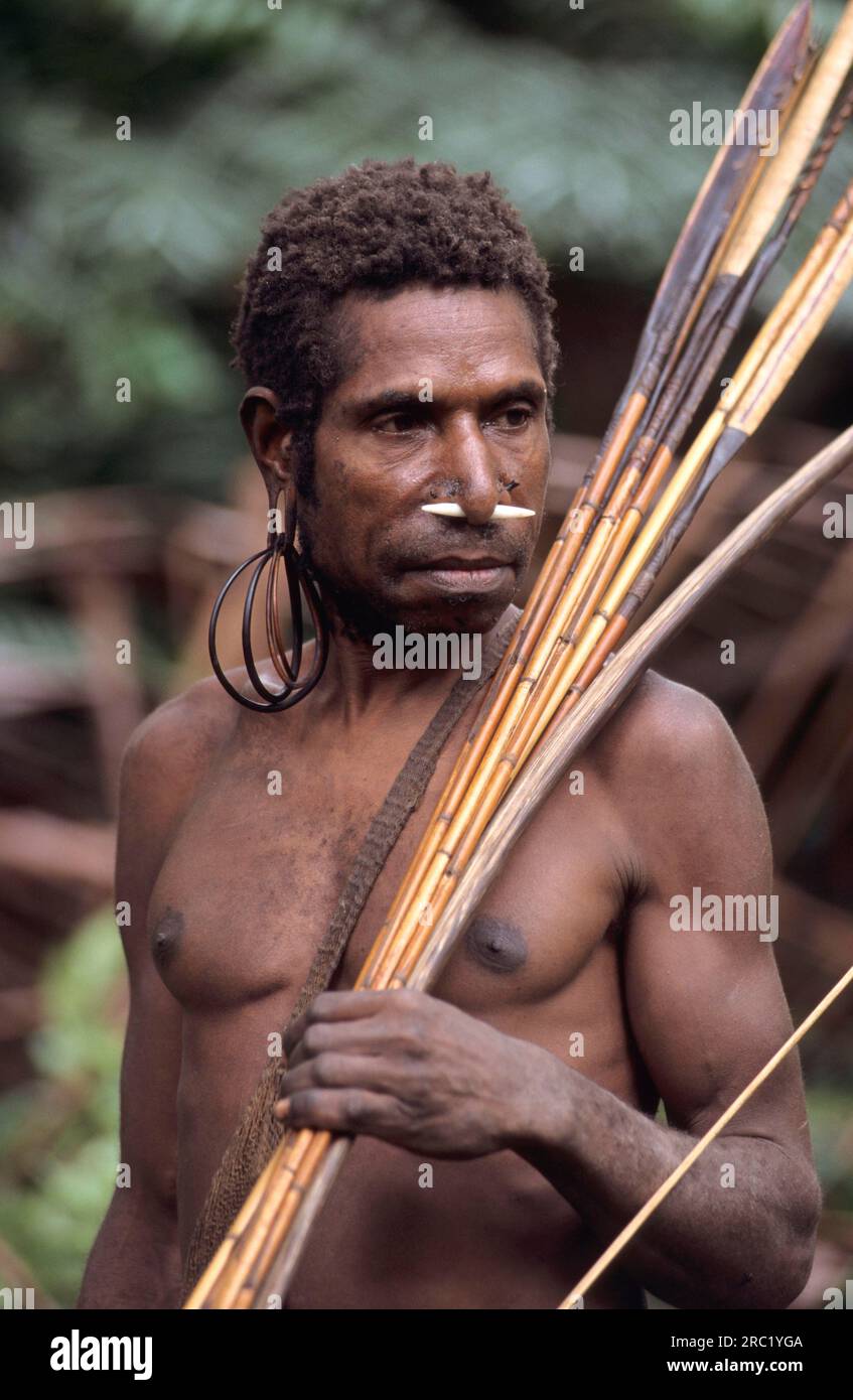Man of the Korowai people, West Papua, West New Guinea, Irian-Jaya ...