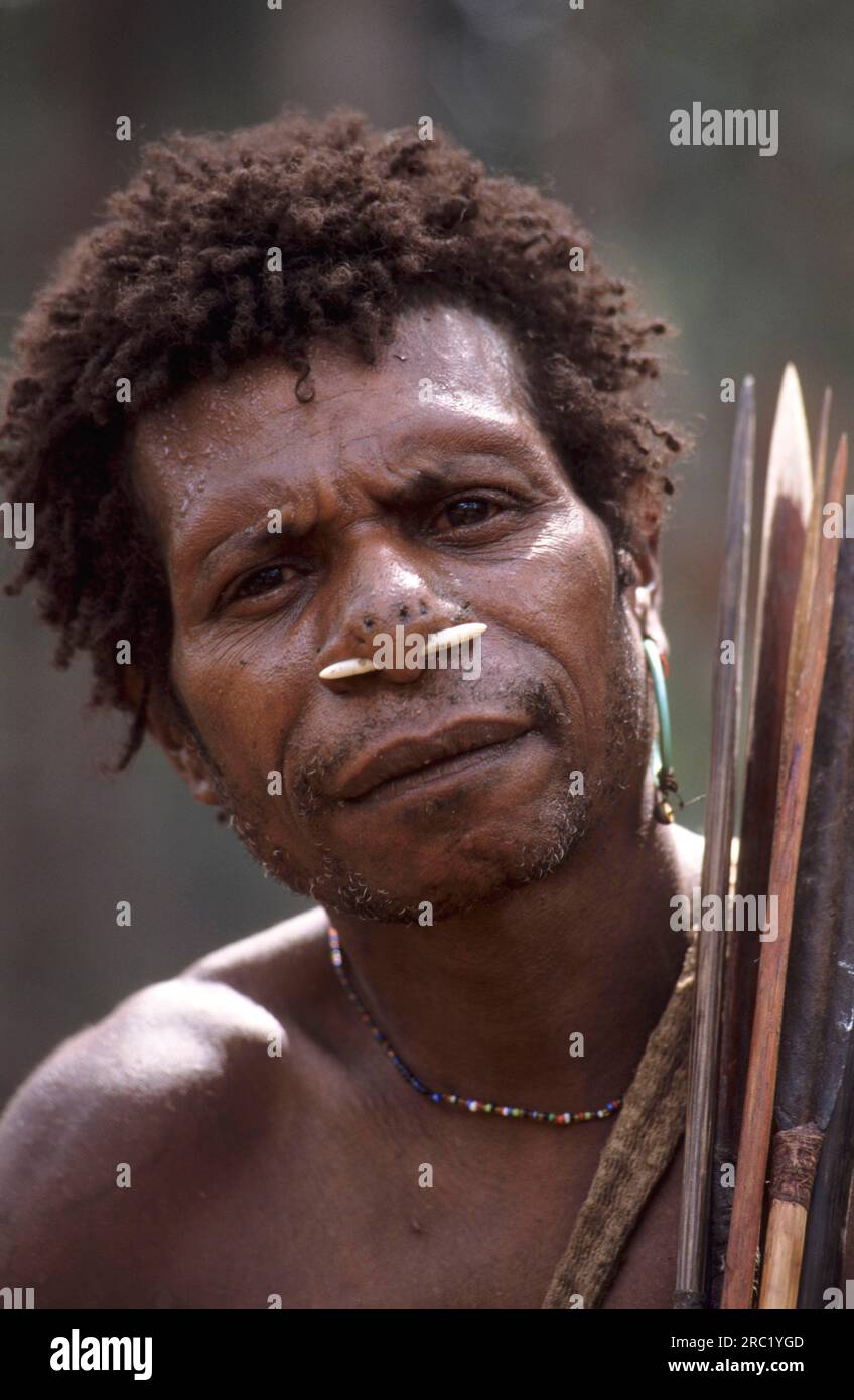 Man of the Korowai people, West Papua, West New Guinea, Irian-Jaya ...