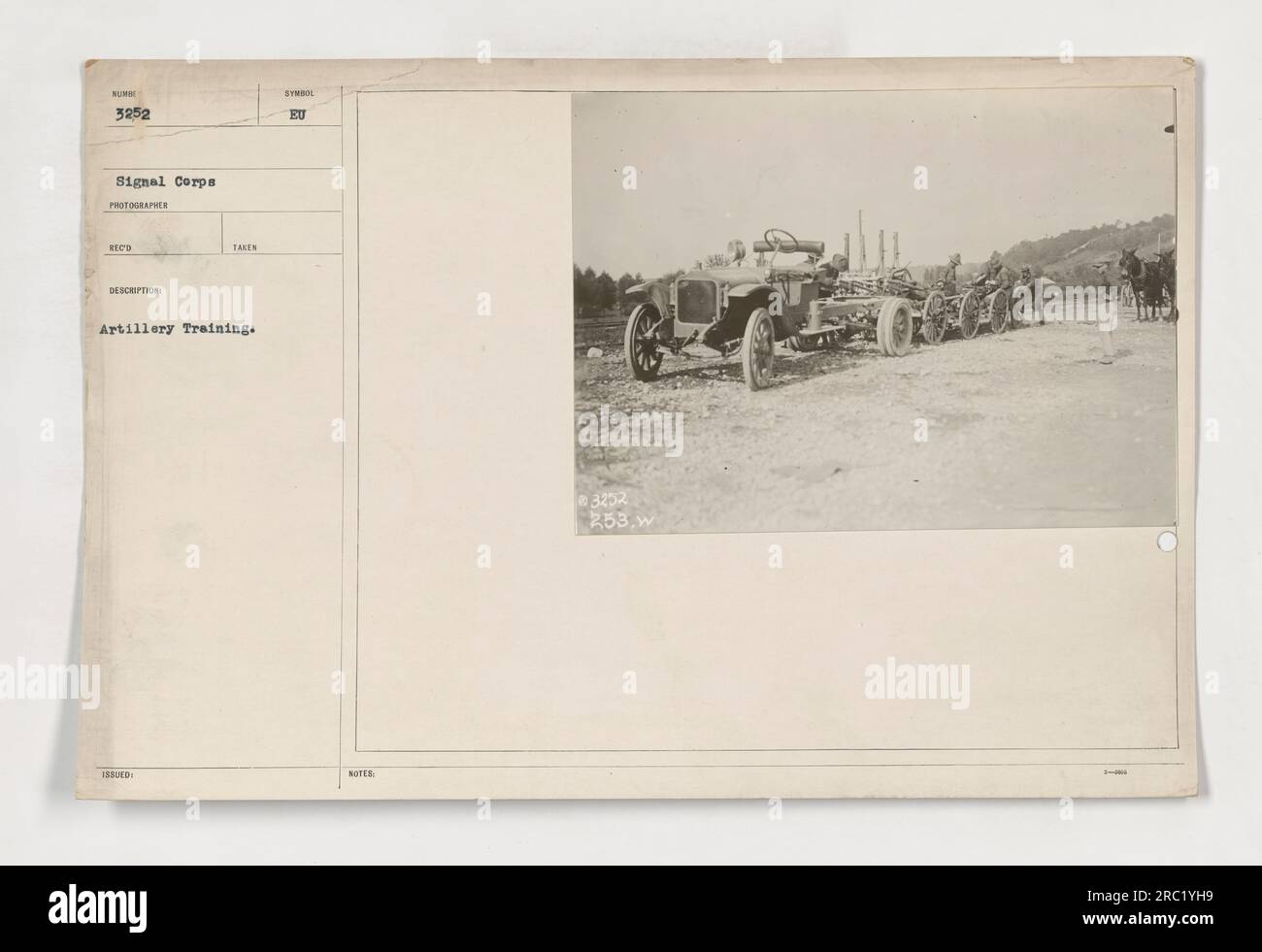 "Soldiers participating in artillery training during World War One. The ...