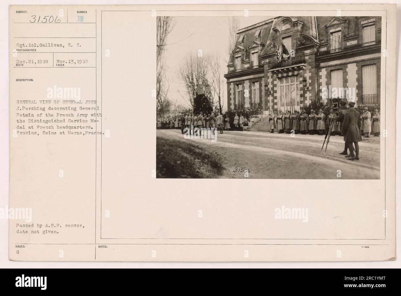 Caption: General John J. Pershing of the American Army decorating ...