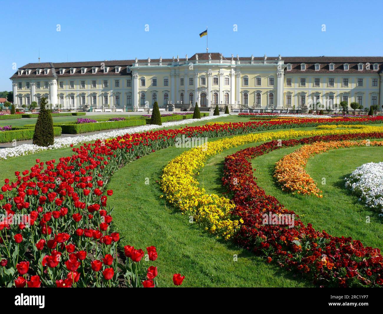 Blooming spring flower-bed, flowerbeds, Residenzschloss flowering ...