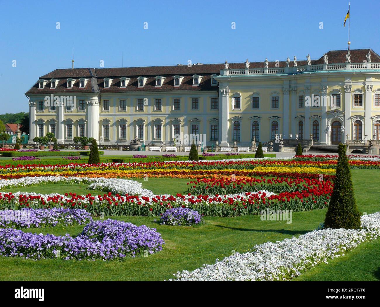 Blooming spring flower-bed, flowerbeds, Residenzschloss flowering ...