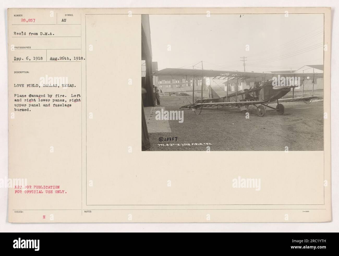 "Image showing a damaged plane at Love Field, Dallas, Texas during ...