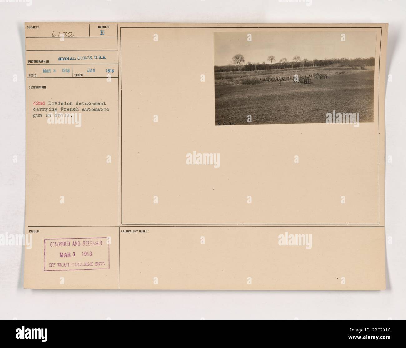 42nd Division soldiers practicing drill exercises while carrying French automatic guns during ...