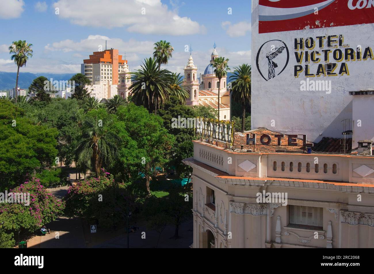Hotel Victoria Plaza, Plaza 9 de Julio, Salta, Argentina Stock Photo ...