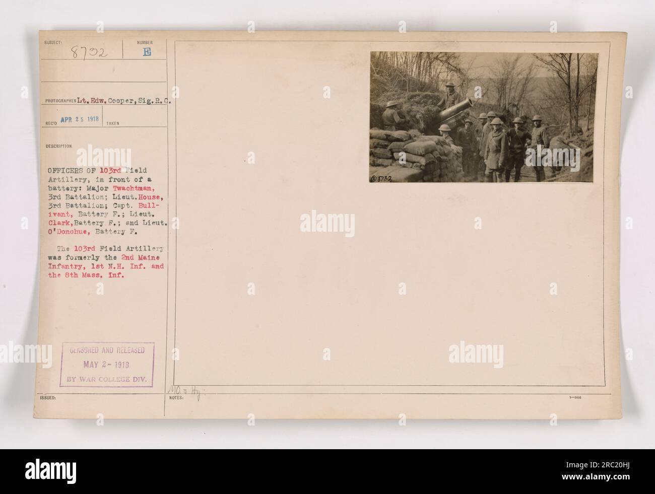 This photograph, taken on April 25, 1918, captures five officers of the ...