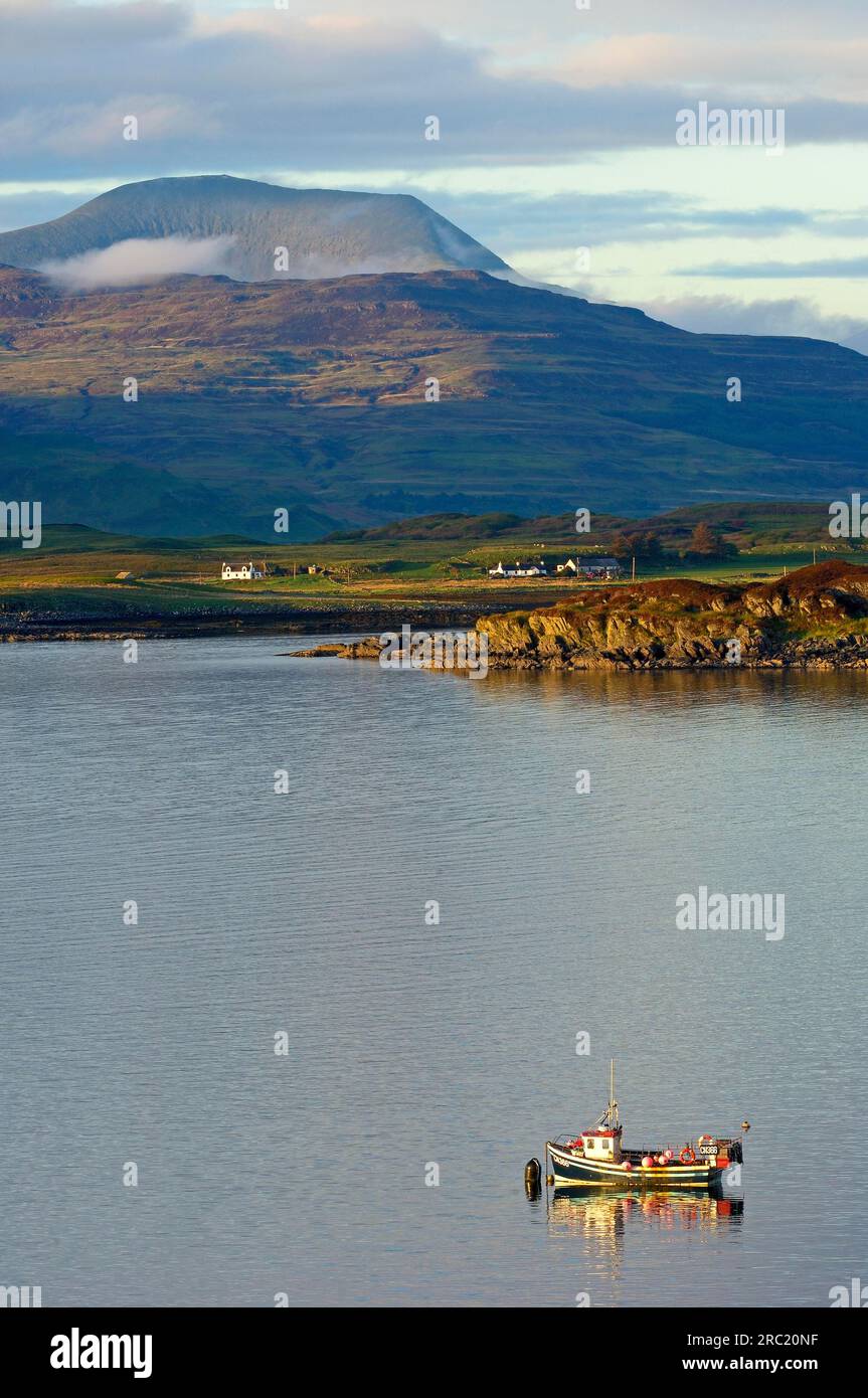 Boat in Loch Scridian, Mull, Inner Hebrides, Argyll and Bute, Scotland ...