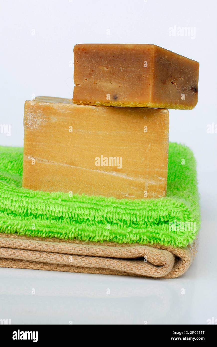 Olive soap, honey soap, washcloth, olive soap Stock Photo - Alamy