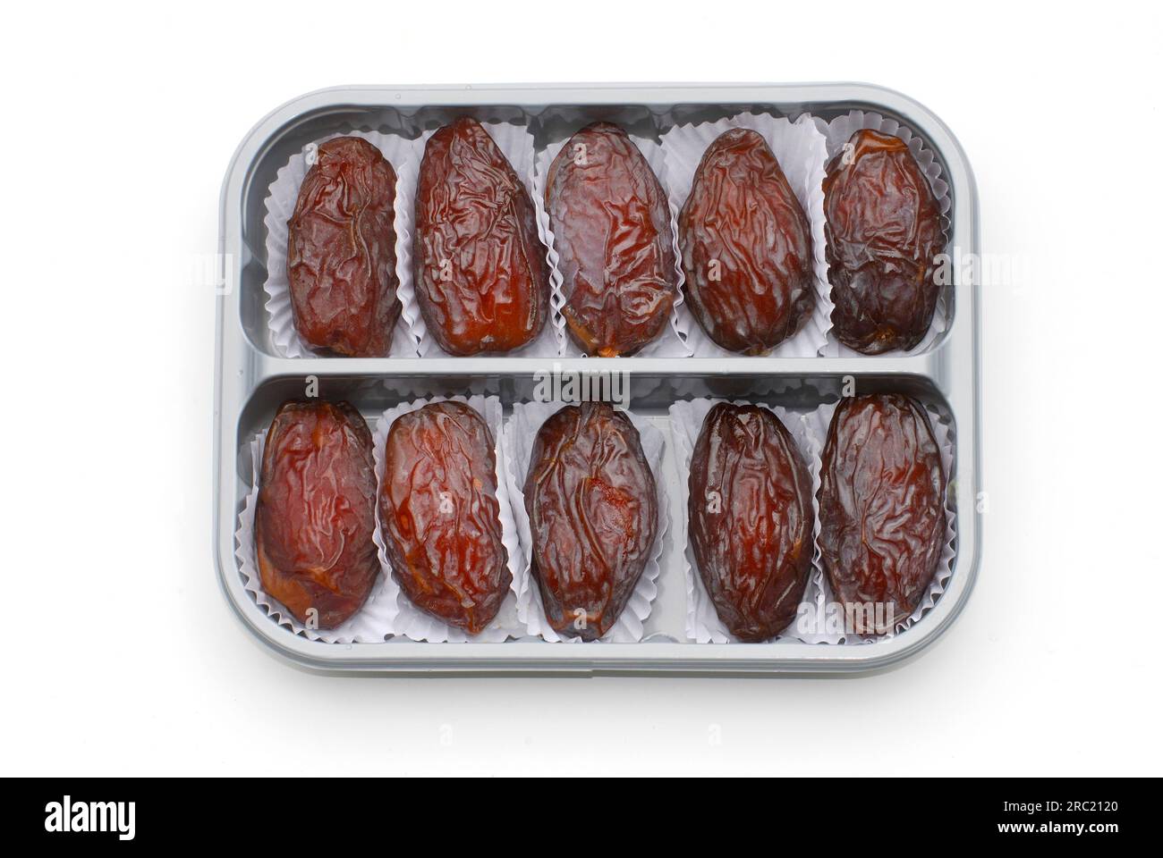 Dried dates in packaging (Phoenix dactylifera), dried fruit, dried ...