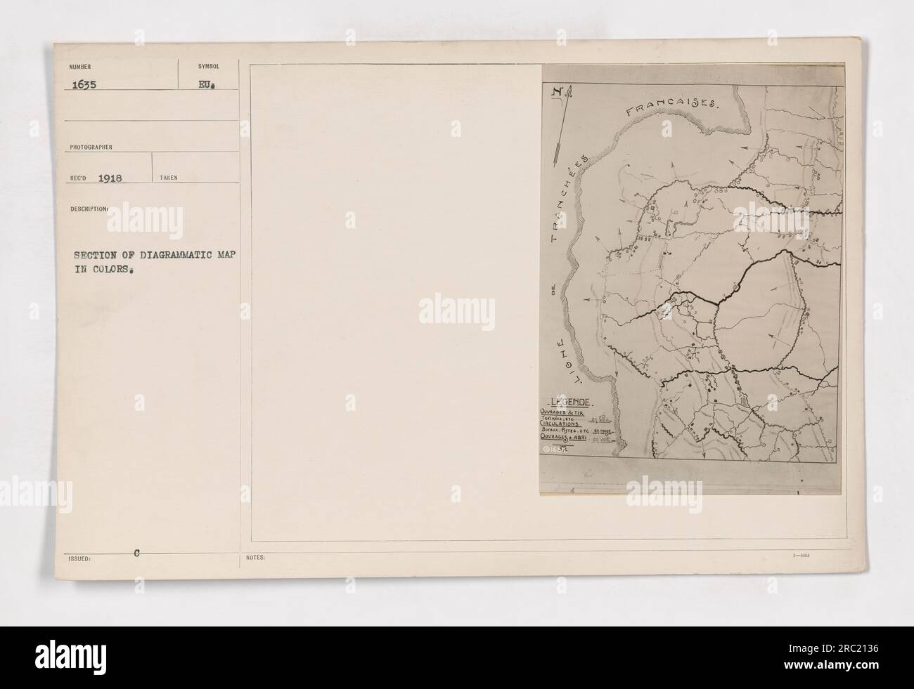 Soldiers examining a section of a diagrammatic map during World War One ...