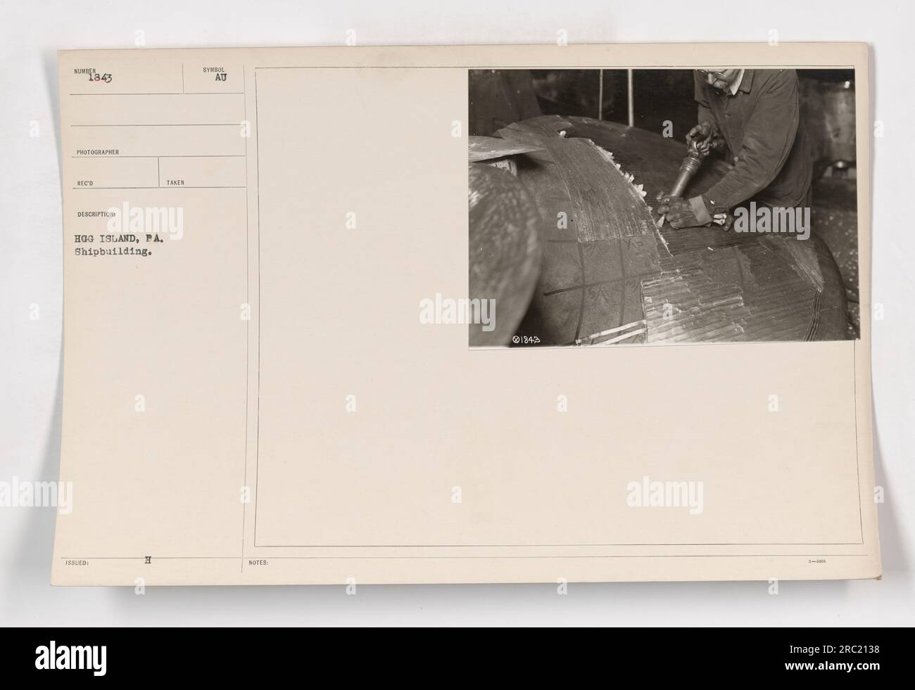 This photograph shows a shipbuilding activity taking place at Hog ...