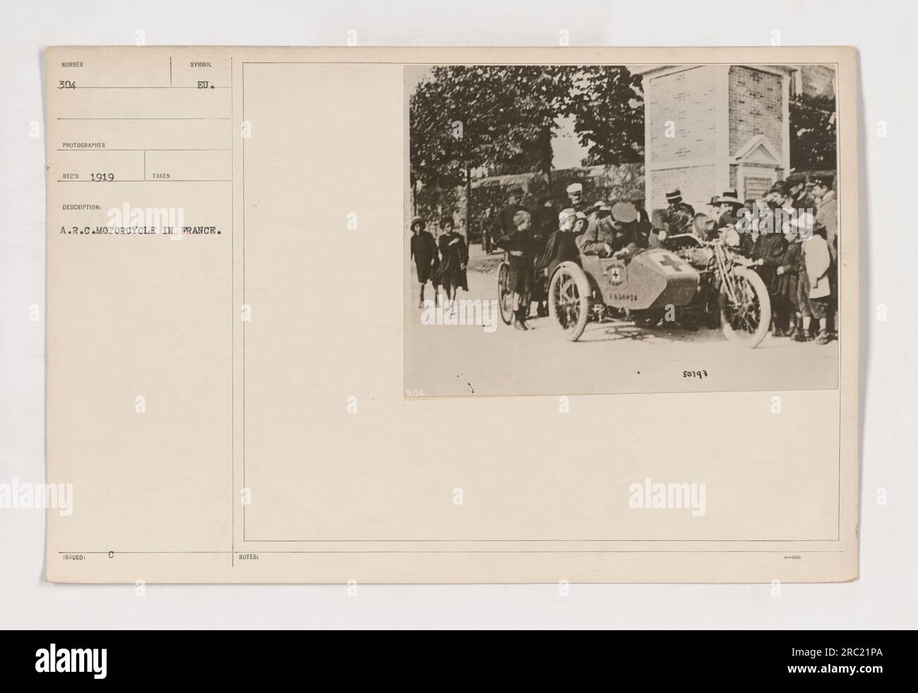 American Red Cross (A.R.C.) Motorcycle in France during World War I ...
