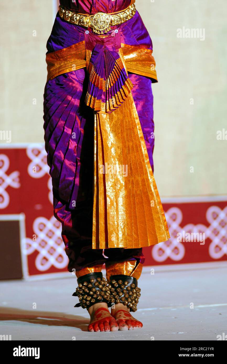 Bharatanatyam, classical dance of Tamil Nadu, India, Asia. Anklet brace ...