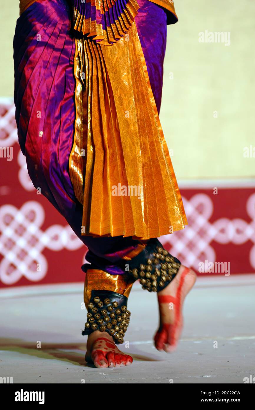 Bharatanatyam, classical dance of Tamil Nadu, India, Asia. Anklet brace ...