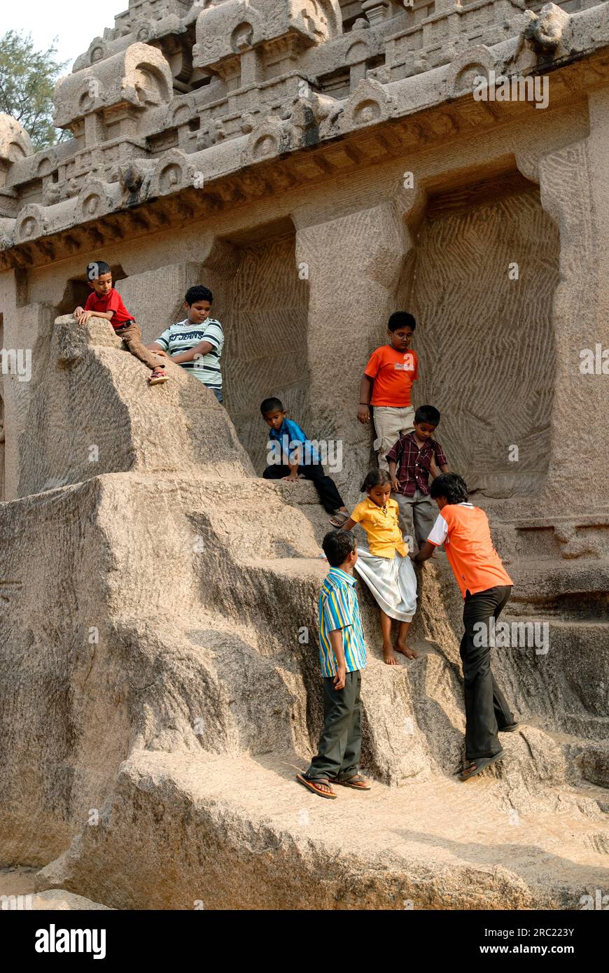 Dharmaraja Ratha of Five Rathas, monolithic rock cut architecture ...