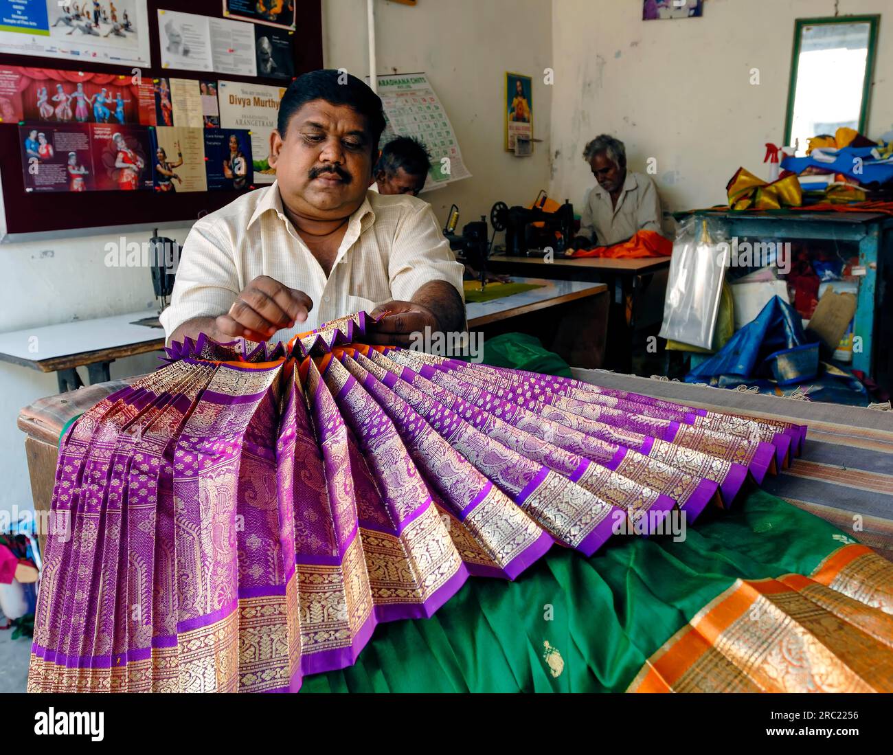 A tailor making Bharat Natyam costume in Mylapore, Chennai, Tamil Nadu ...
