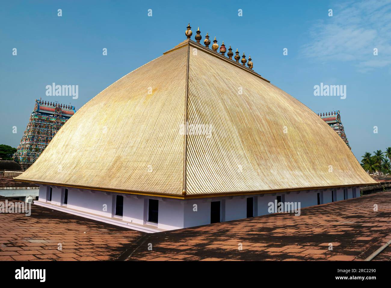 Golden tiled roof of Thillai Nataraja Temple, one of the five Pancha ...