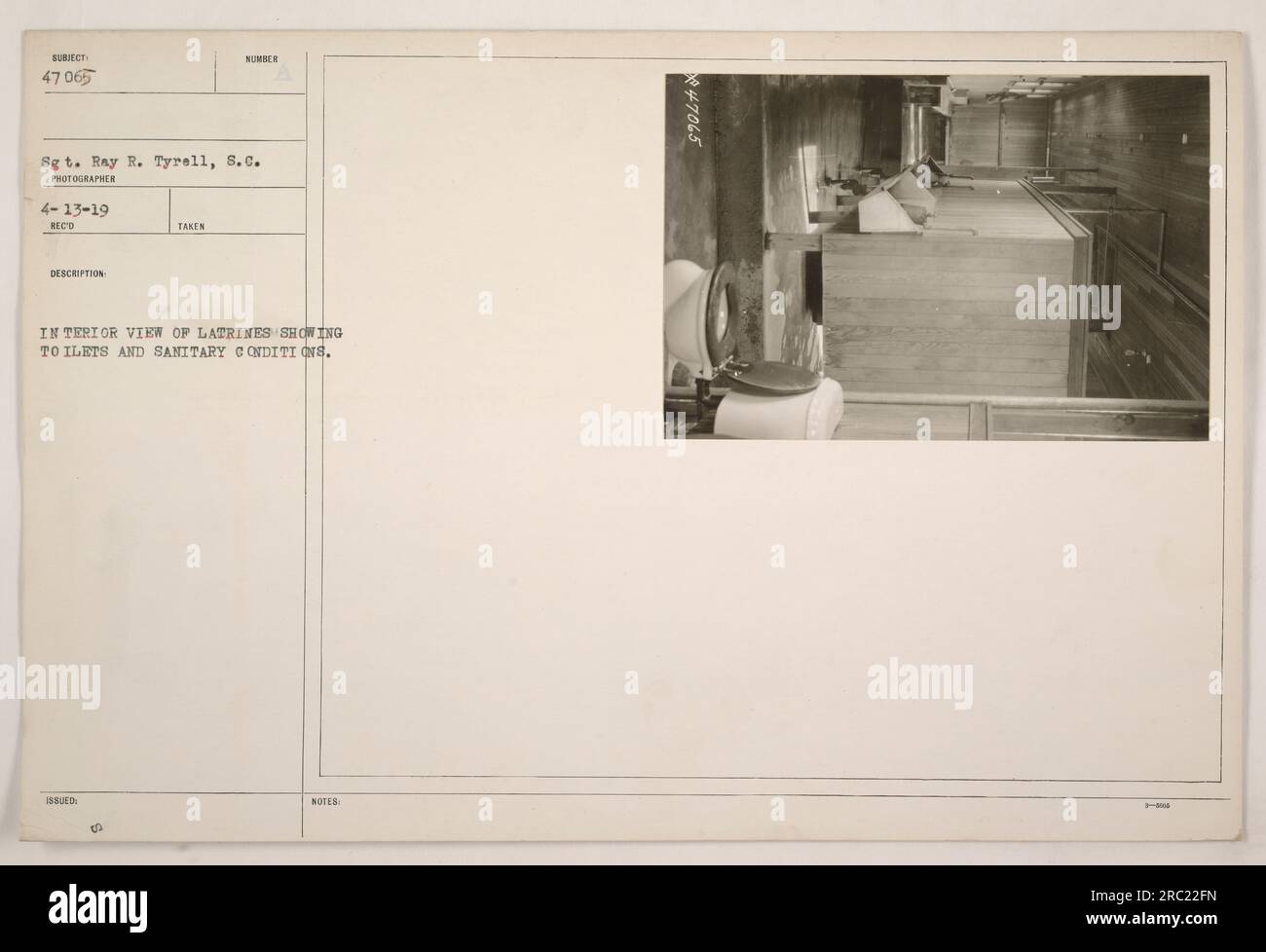 Interior view of latrines displaying the toilets and the level of ...