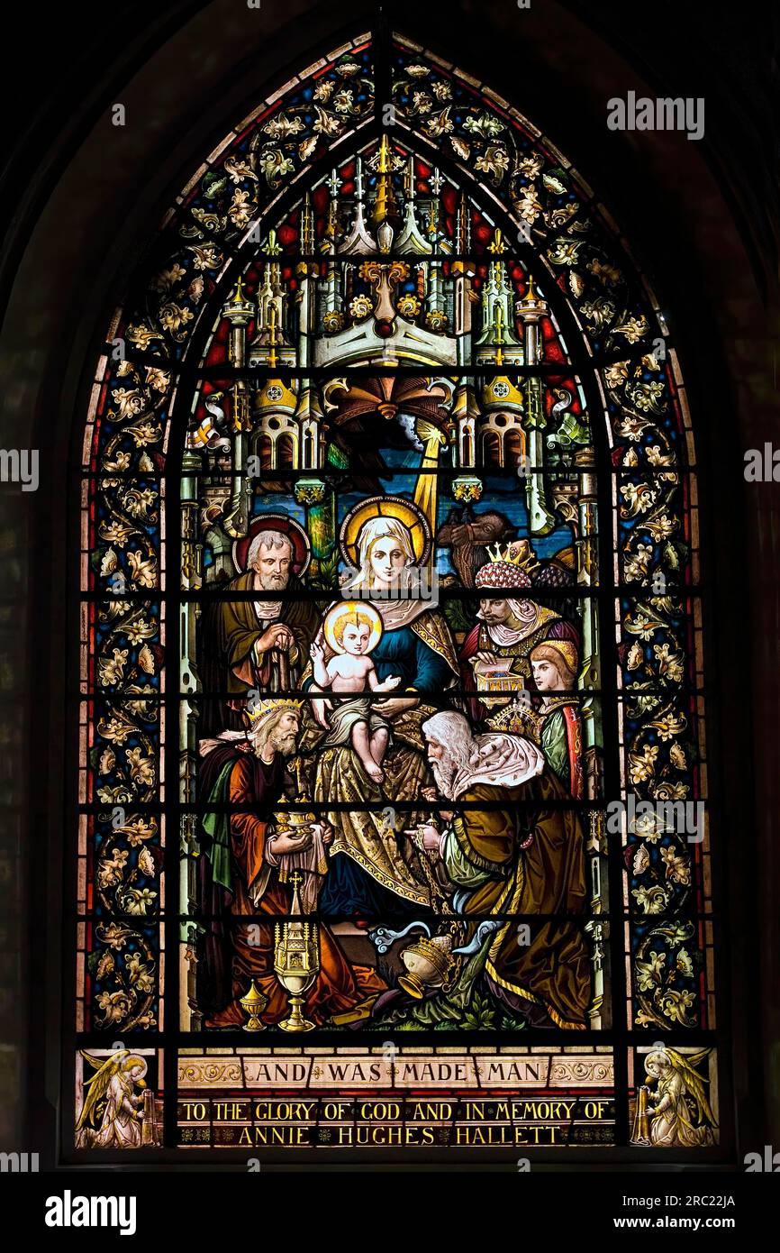 Stained Glass window in St. Stephen s Church (1830 A. D) in Ooty Udhagamandalam, Nilgiris, Tamil ...