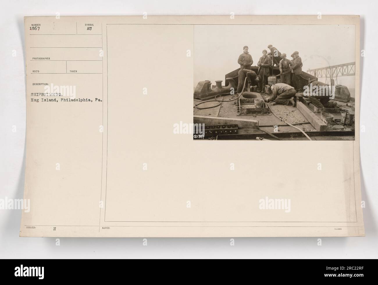This photograph depicts shipbuilding activities at the Hog Island ...
