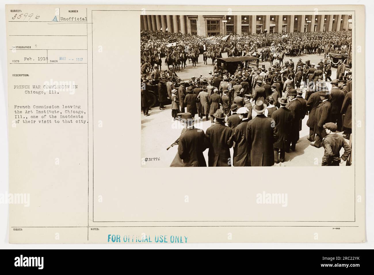 French War Commission leaving the Art Institute in Chicago, Illinois in ...