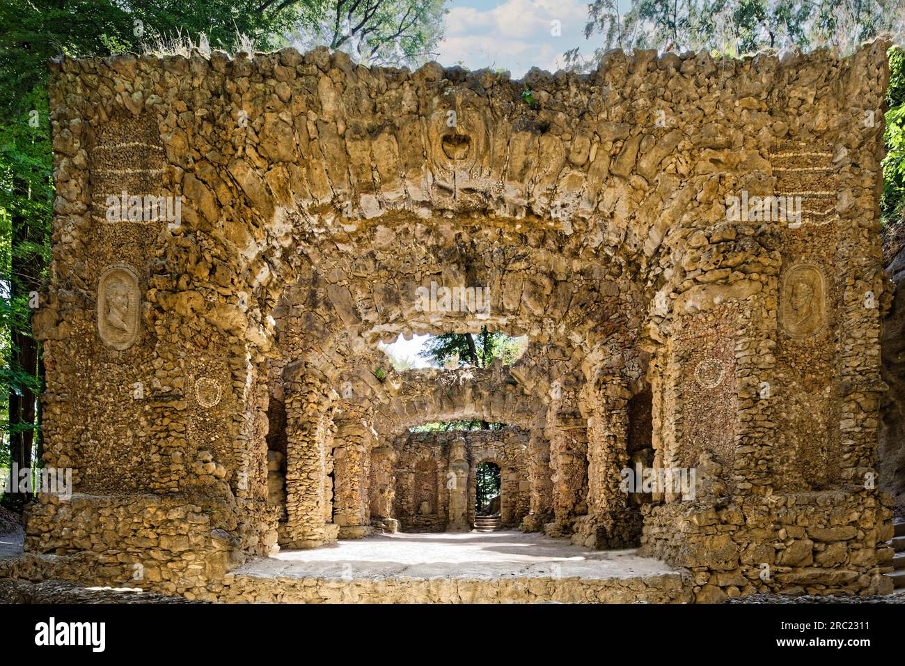 Ruin theatre or grotto theatre, open-air theatre, almost completely ...