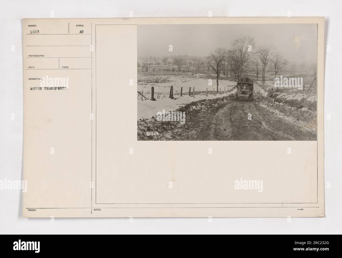 A motor transport train during World War One. This photograph, titled ...