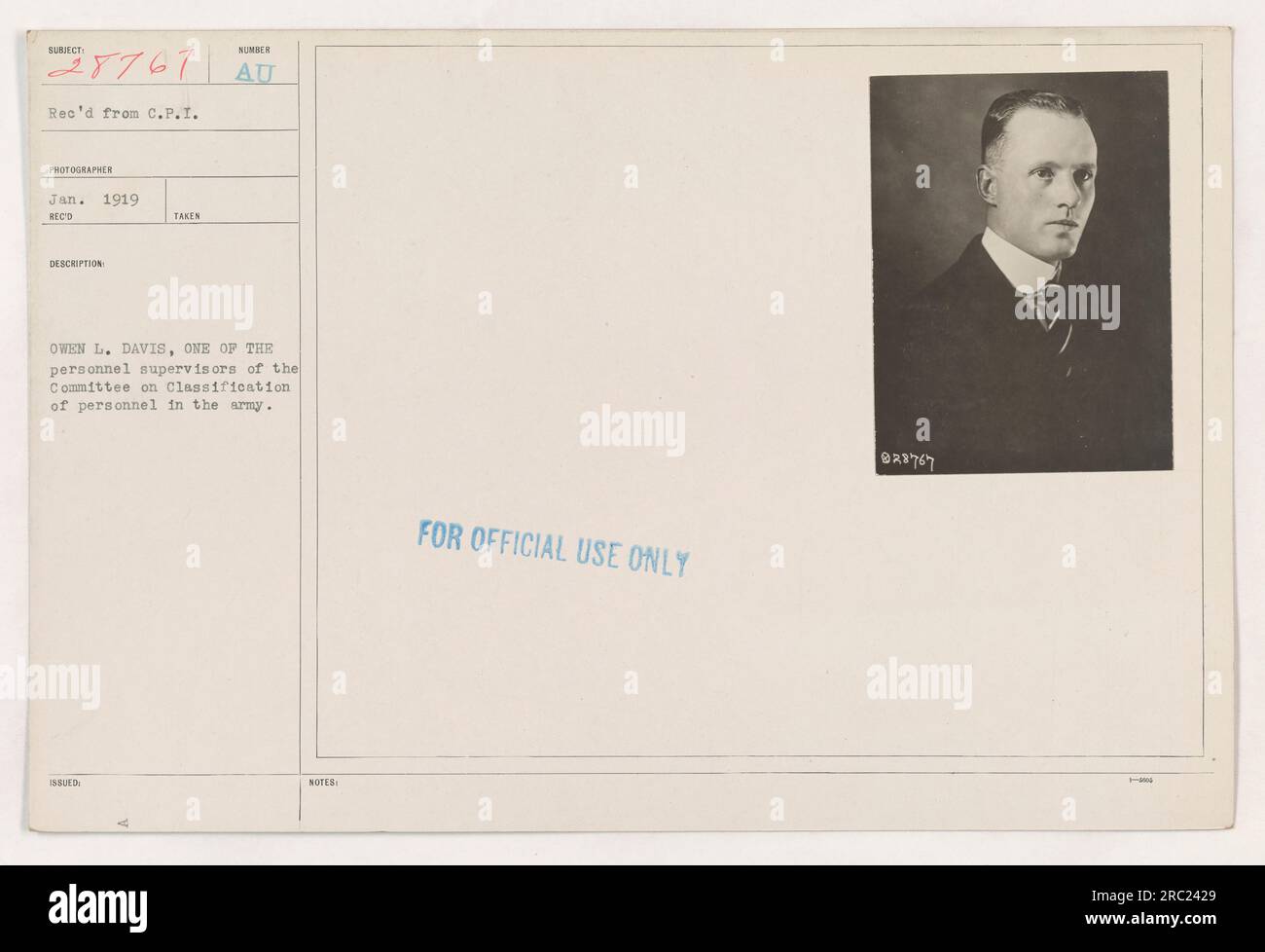 Photograph depicts Owen L. Davis, a personnel supervisor from the ...