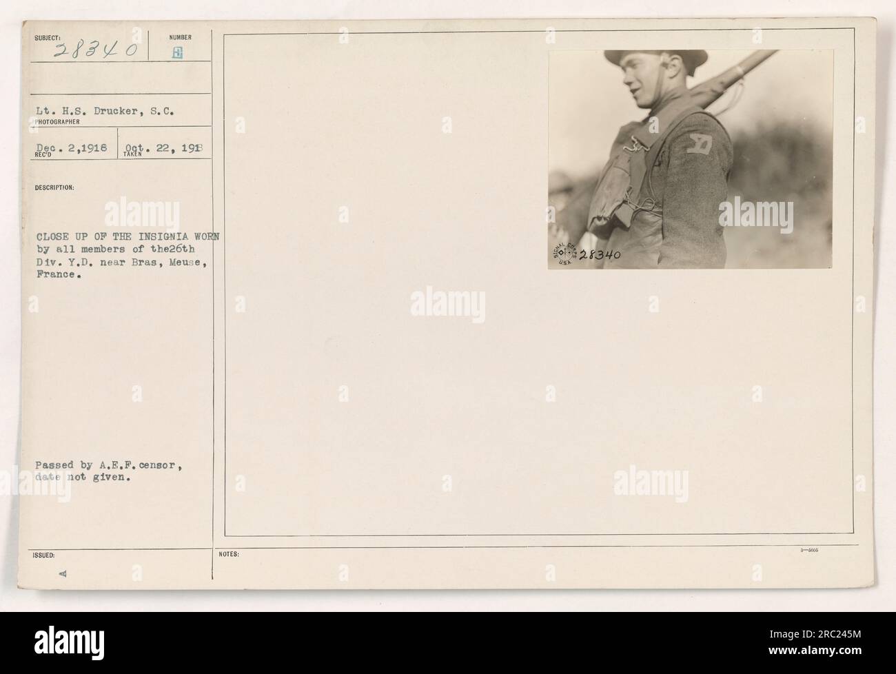 Close-up photograph of the insignia worn by members of the 26th ...