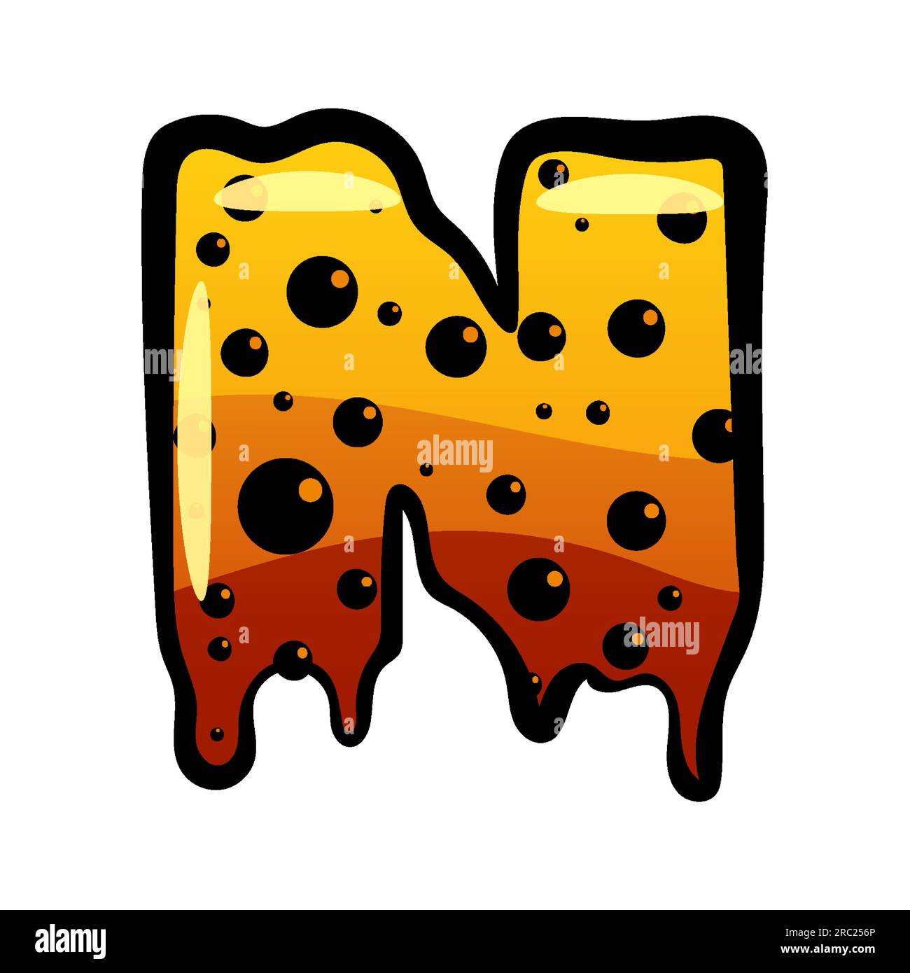 Halloween font letter N latin alphabet. Orange bubbling colorful spooky ...