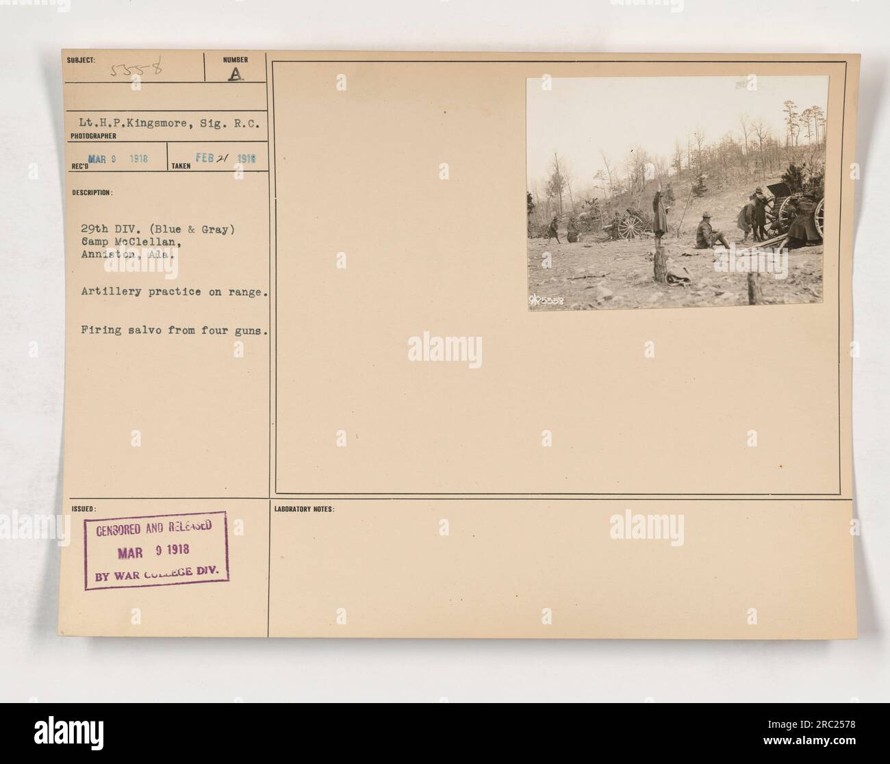 Artillery practice at Camp McClellan, Anniston, Alabama during World ...