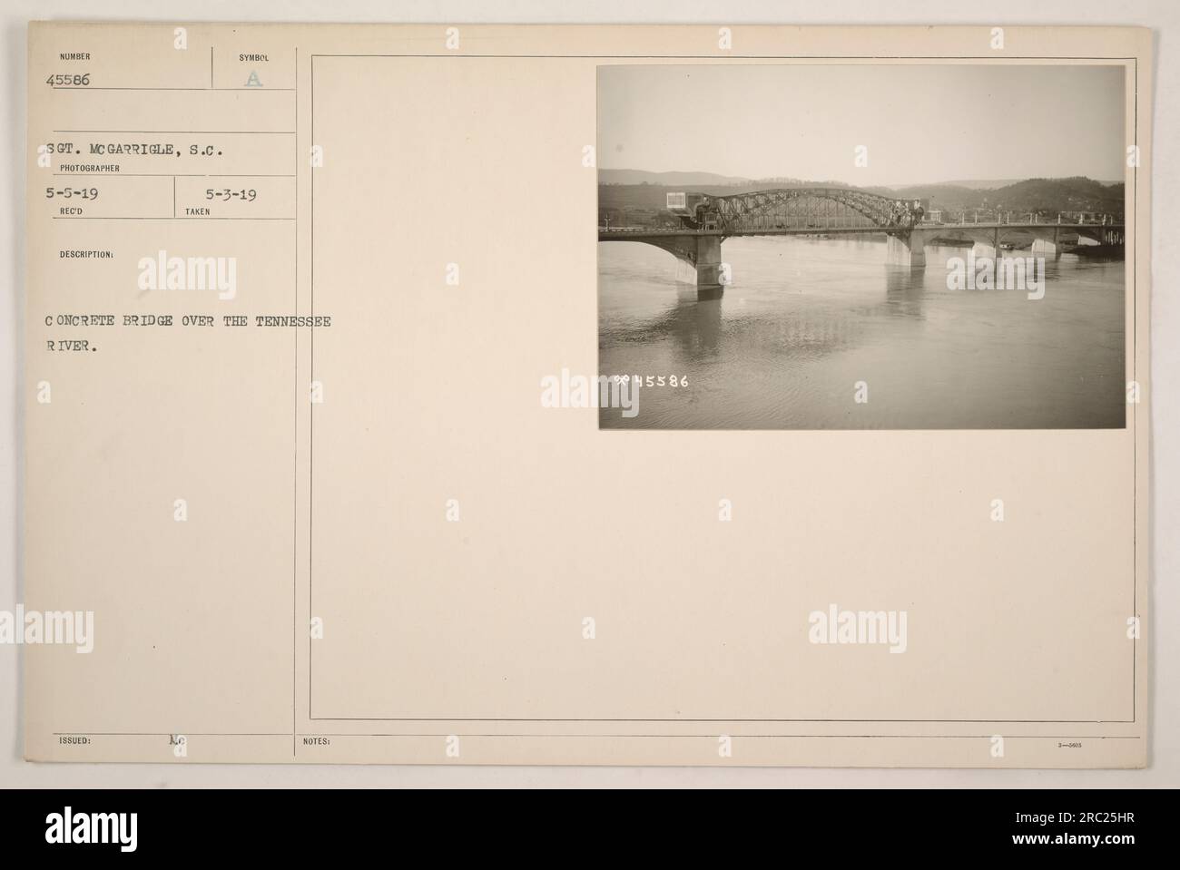 Concrete bridge built over the Tennessee River during World War I. The ...