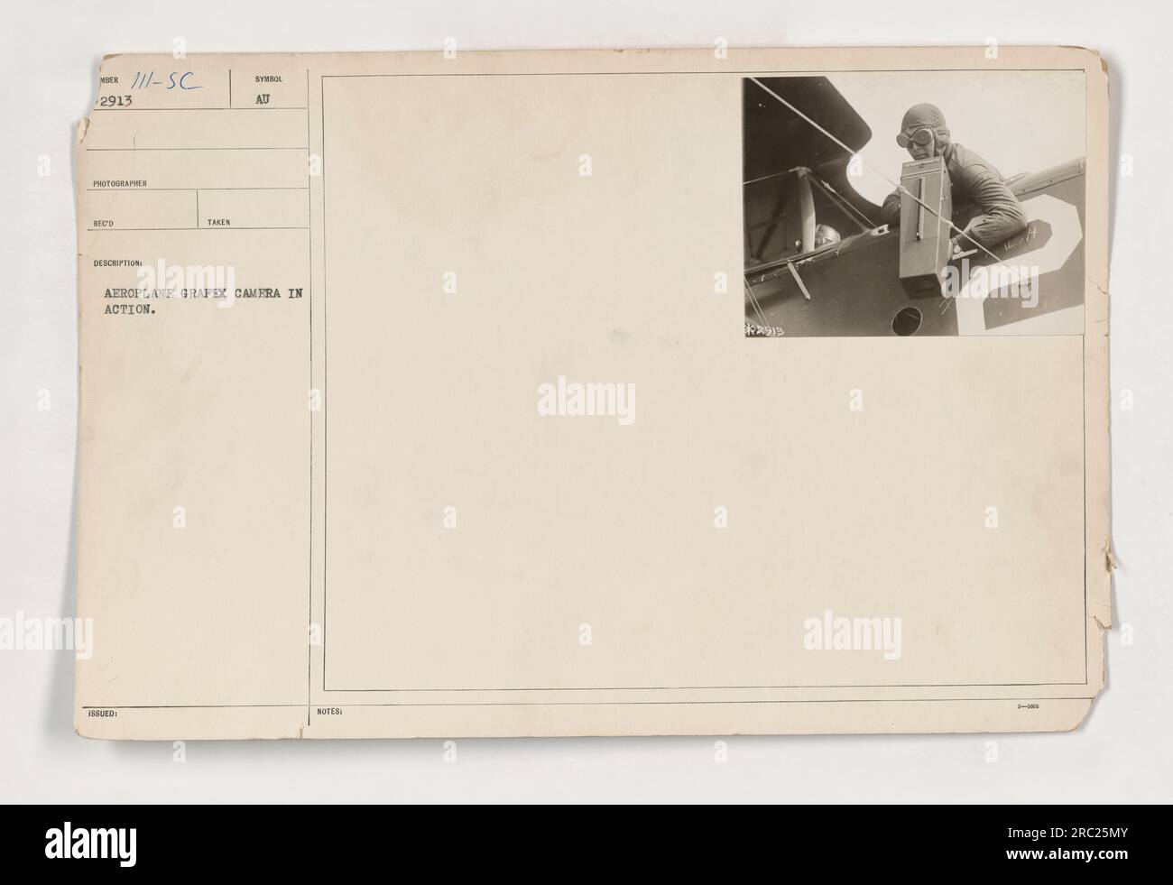 This image captures an aeroplane graflex camera in action during World ...