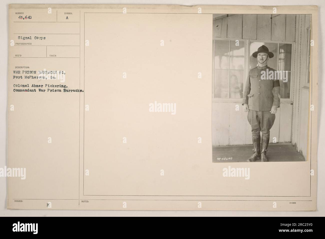 War prison barracks at Fort McPherson, Georgia. Colonel Abner Pickering ...