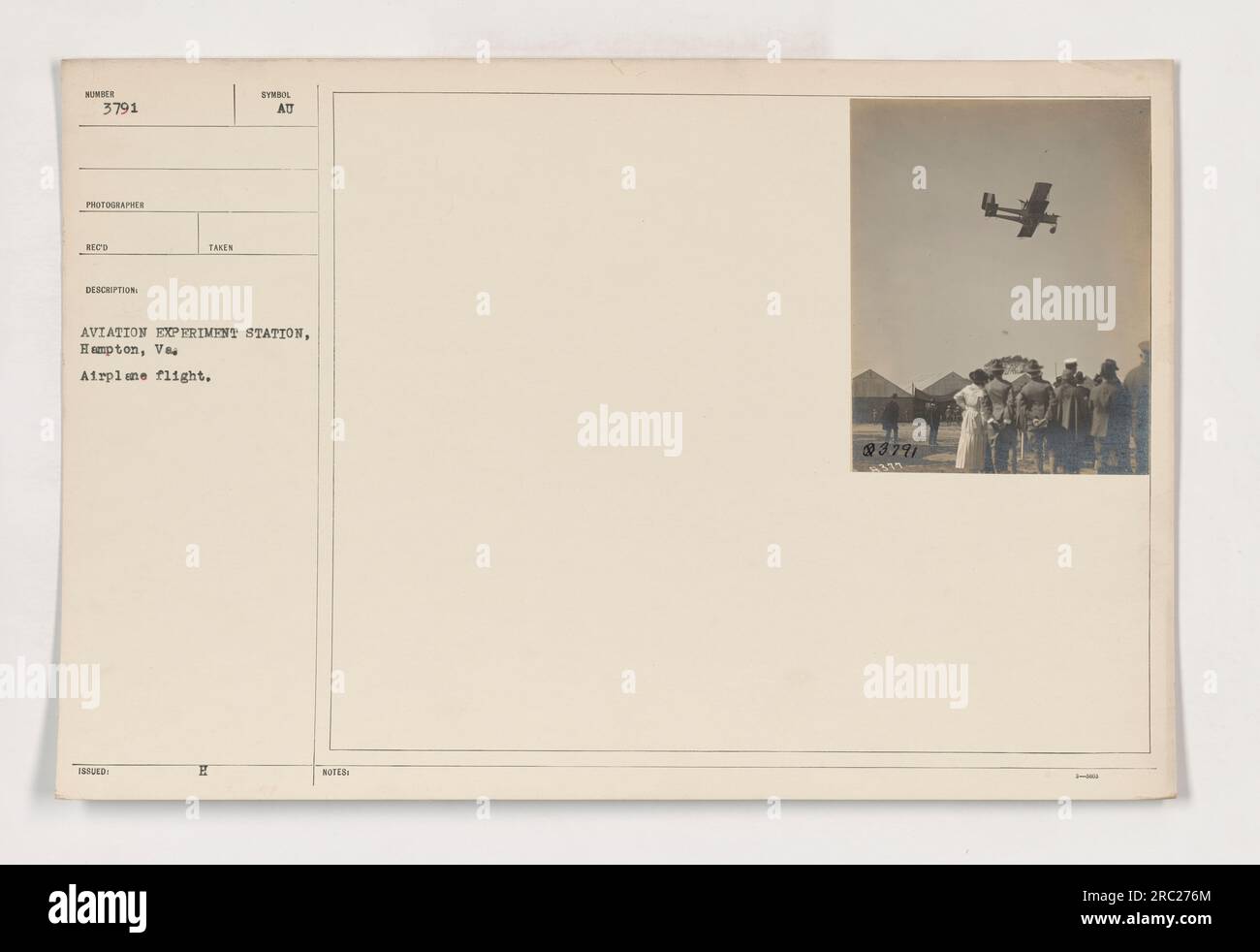 Airplane taking flight at the Aviation Experiment Station in Hampton ...