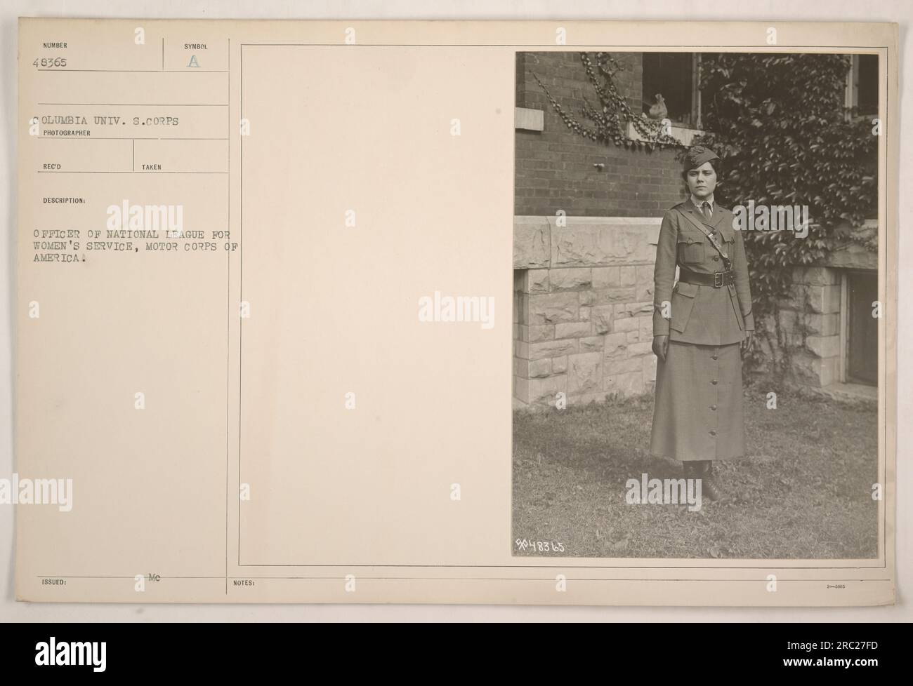 Officer of National League for Women's Service, Motor Corps of America ...