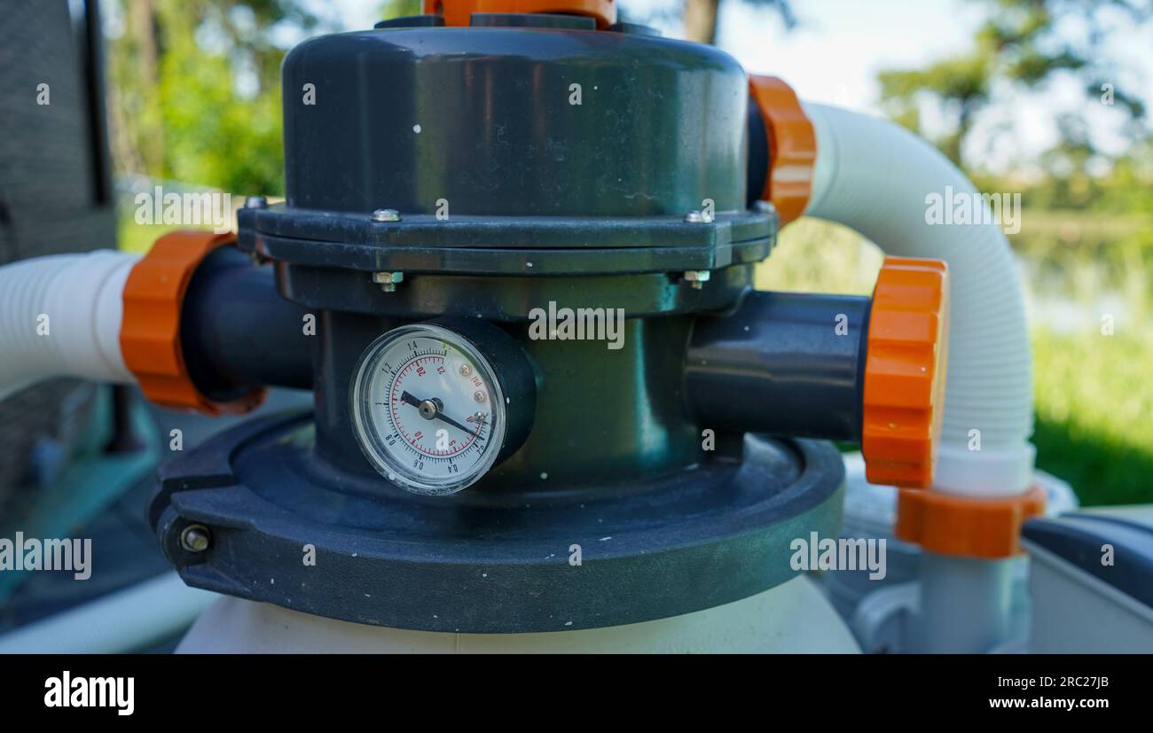 Waterpool pump for clearing water. Pool pump with perssure measurement ...