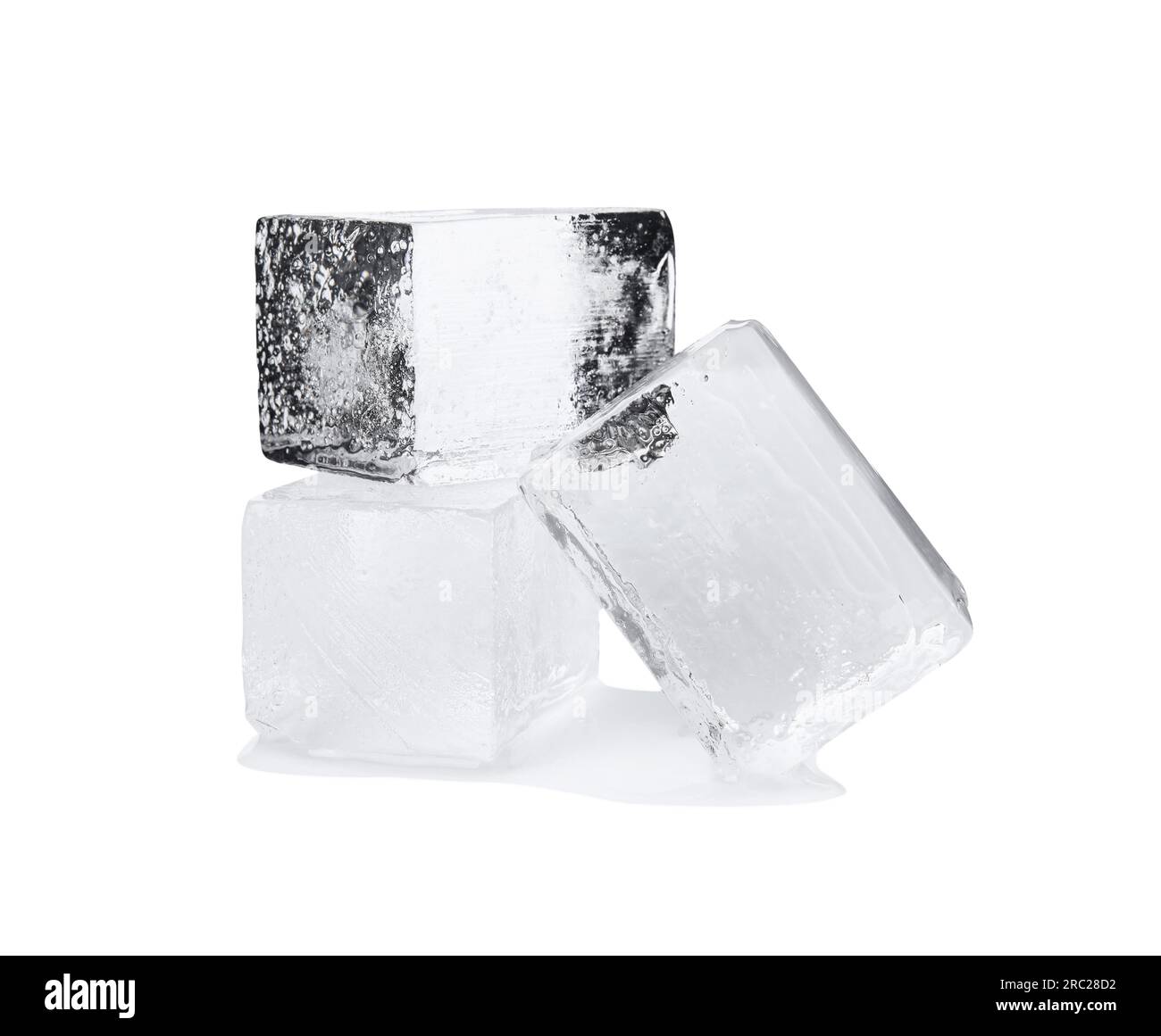Crystal clear ice cubes isolated on white Stock Photo - Alamy