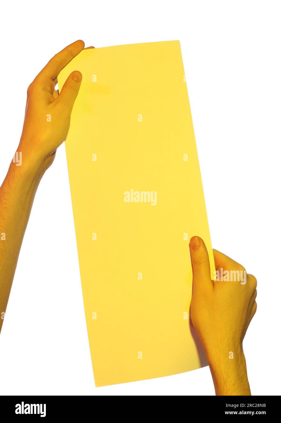 Man holding flyer on white background, closeup and space for text ...