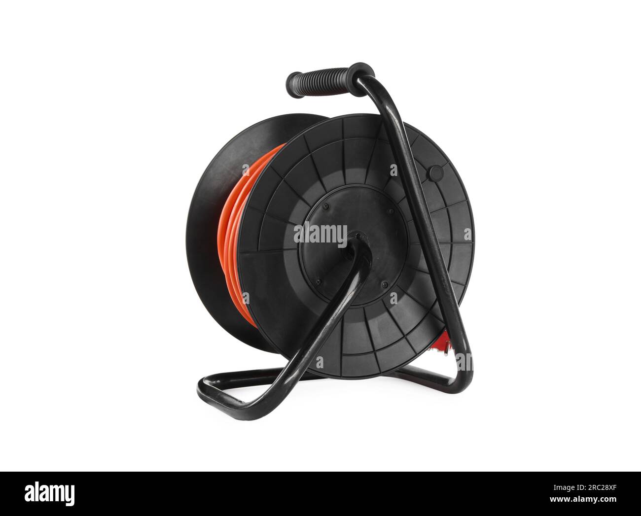 Extension cord reel on white background. Electrician's equipment Stock ...