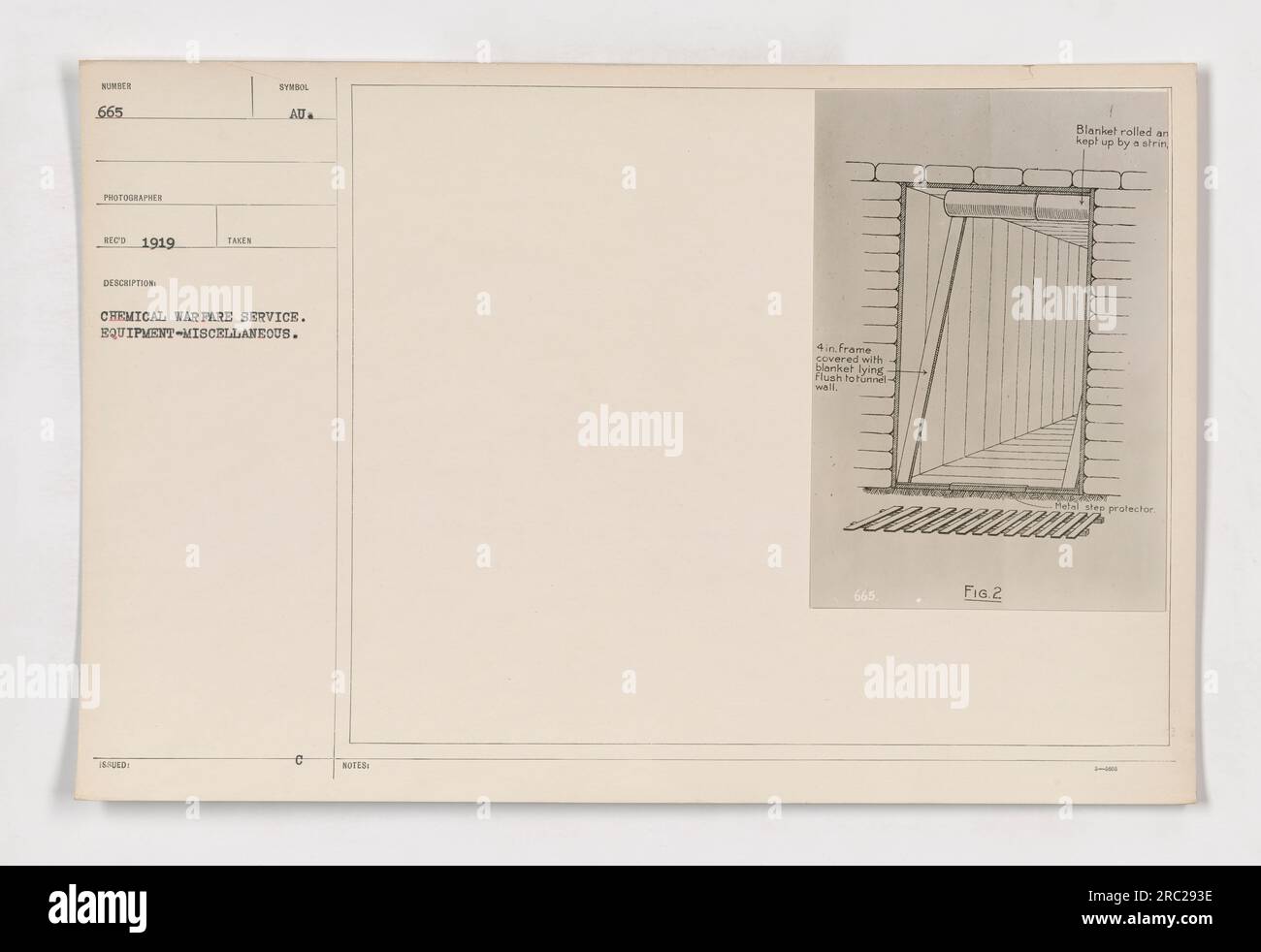 Drawing depicting a dugout used by the Chemical Warfare Service in 1919 ...