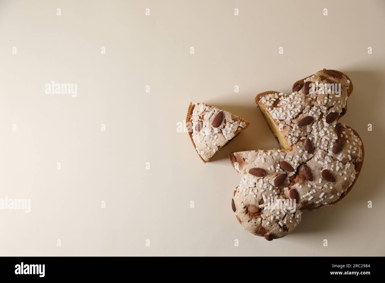 Delicious cut Italian Easter dove cake (traditional Colomba di Pasqua ...