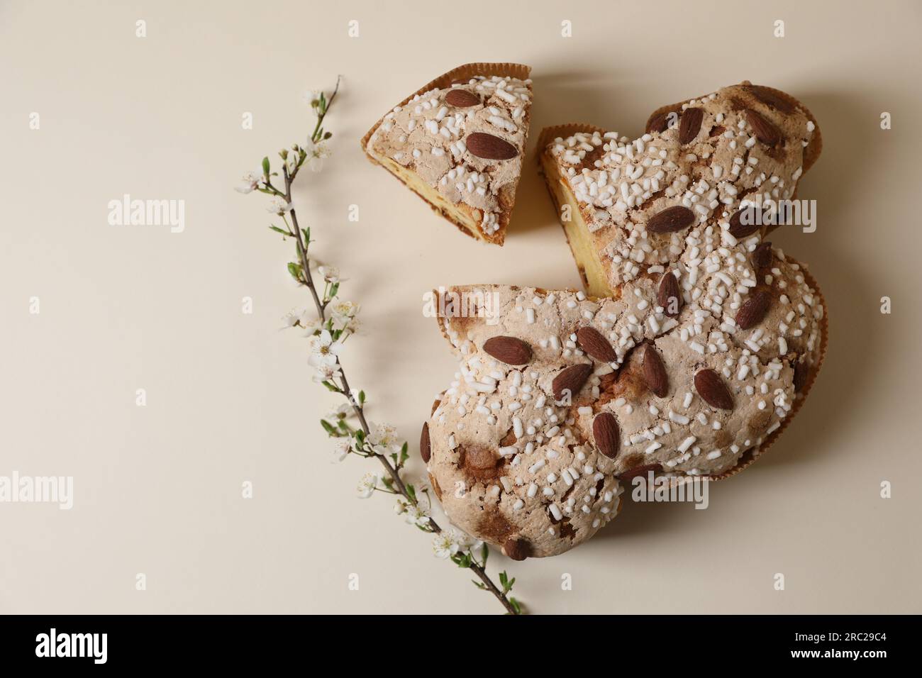 Delicious cut Italian Easter dove cake (traditional Colomba di Pasqua ...