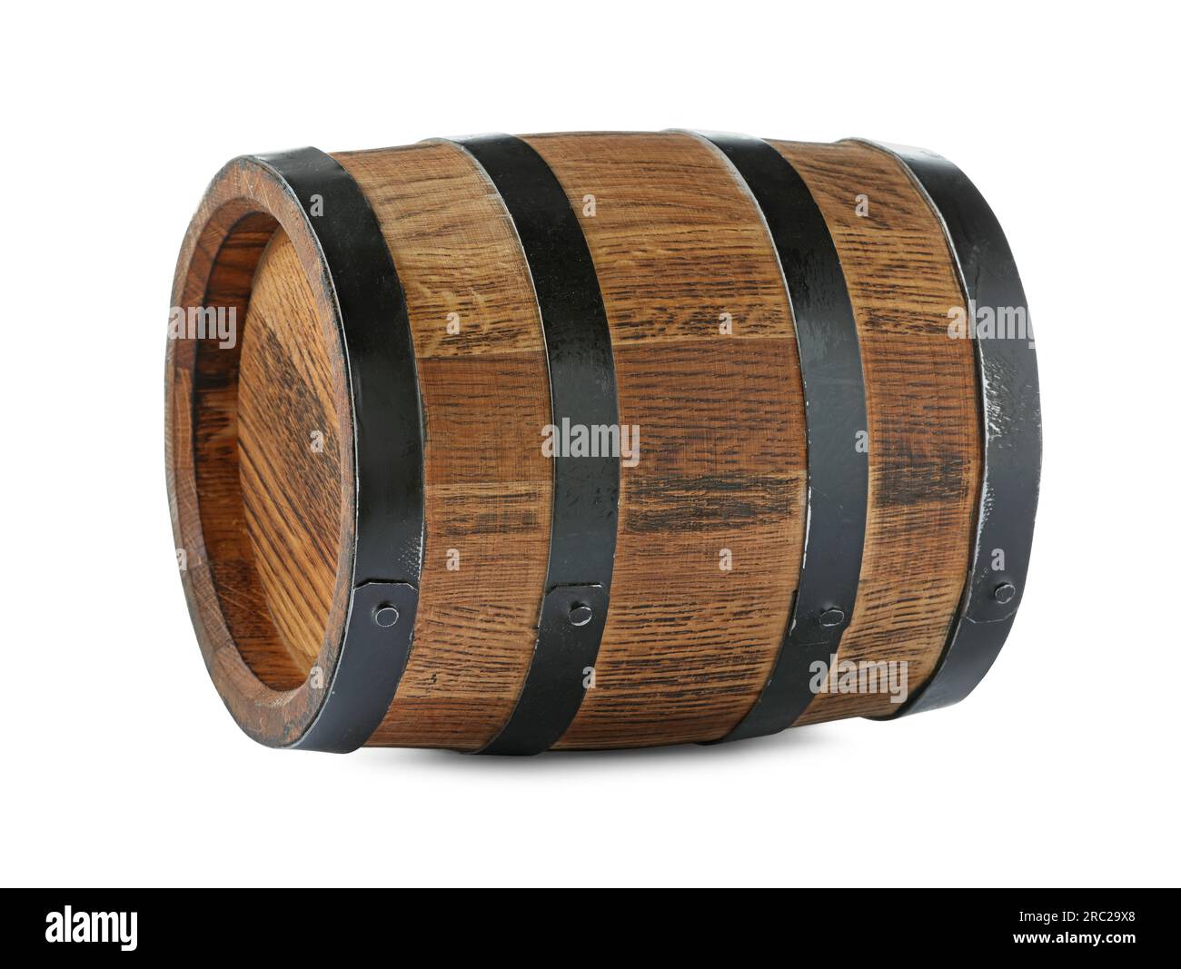 One traditional wooden barrel isolated on white Stock Photo - Alamy