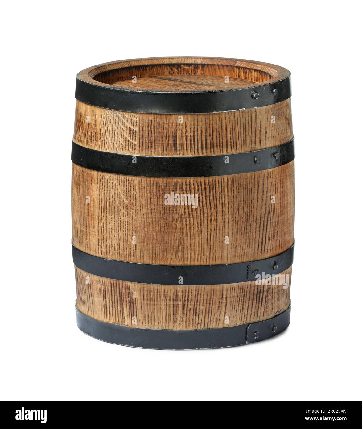 One traditional wooden barrel isolated on white Stock Photo - Alamy