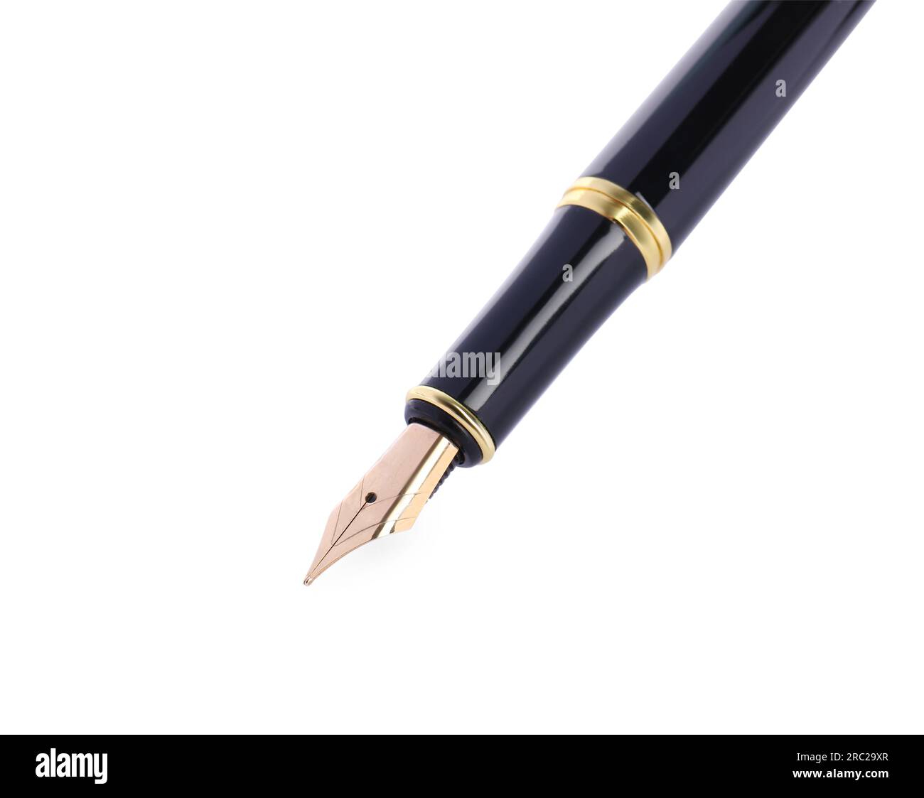 Stylish black fountain pen isolated on white Stock Photo - Alamy